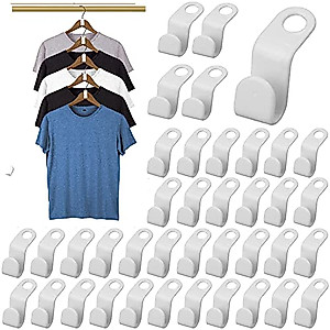 MNYBWZ 50PCS Hanger Hooks Clothes Connector Hooks Space Saving Cascading Hangers Closet Organizer (White)