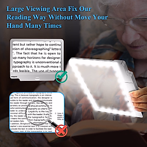 4X Magnifying Glass with 36 Adjustable LED Lights Provide Full-Page Viewing Area Evenly Lit Perfect for Low Vision Person and Seniors