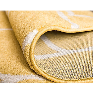Unique Loom Trellis Frieze Collection Area Rug - Rounded (5' 1" x 8', Yellow/ Ivory)