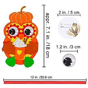 Winlyn 24 Sets Fall Craft Kits Thanksgiving Crafts DIY Fall Owl Ornaments Decoration Art Sets Autum Owl Maple Leaf Pumpkin Arts and Crafts Harvest Foam Stickers for Kids Halloween Classroom Activities