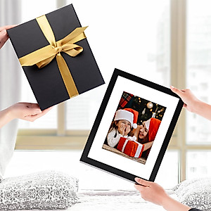 Golden State Art, 9x12 Picture Frame - Black Solid Wood With Tempered Glass - Display Pictures 6X8 with Mat or 9X12 Without Mat - Wall Hanging Photo Frame, 1 Pack