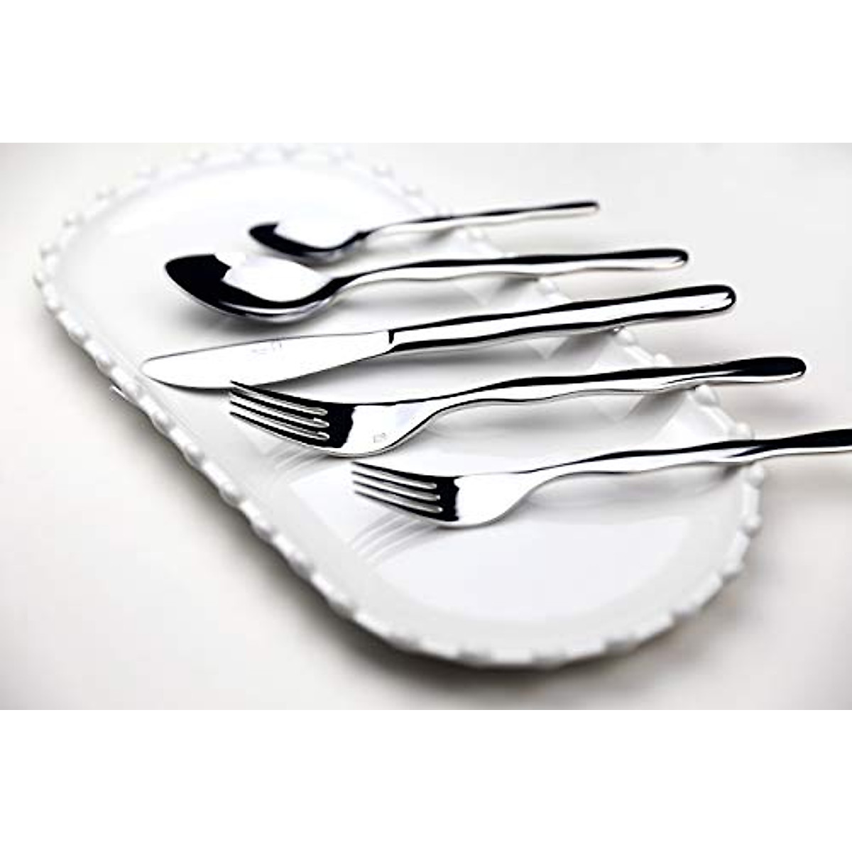 Daelim Bonita Wave 20pcs Flatware Cutlery Set, Service for 4, Solid Stainless Steel, Dishwasher Safe, Ergonomic Design and Size