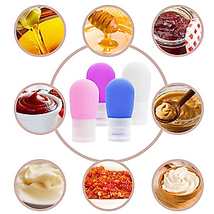 TACYKIBD 4Pcs Squeeze Salad Dressing Bottles, Portable Bulb Sauce Condiment Bottles with 2Pcs Cleaning Brush and Food Storage Condiment Bottles, Leakproof Dressing to Go for Lunch (2oz, 60ML)