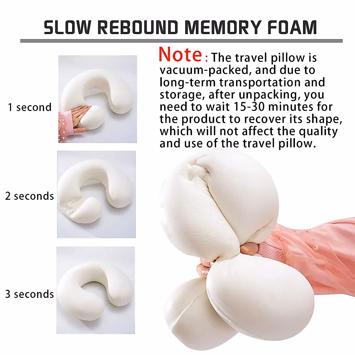 Youmeisha Comfortable Breathable Memory Foam Travel Pillow Neck Pillow Support Neck and Head Aircraft Neck Pillow Suitable for Airplane Travel Portable Neck Pillow Support Machine Washed (Black)