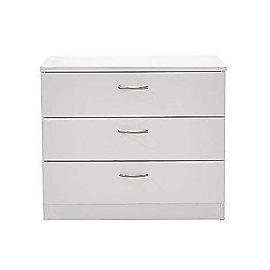Kcelarec Wooden 3 Drawer Dresser, Modern Chest of Drawers Cabinet for Bedroom Hallway Living Room, White