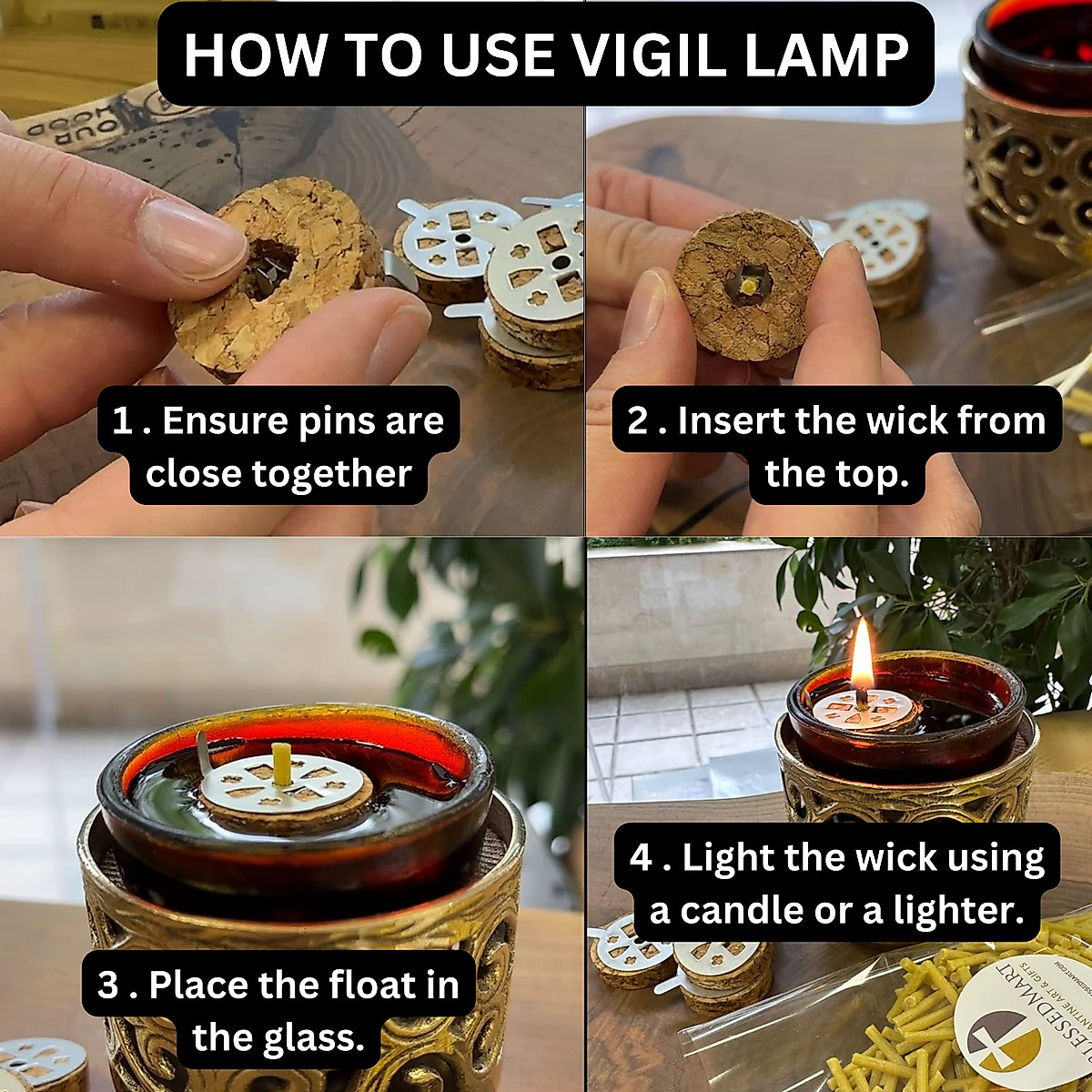 Beeswax Candle Wicks for Orthodox Vigil Oil Lamps, Floating Candles, Cork Floats, Home Altar