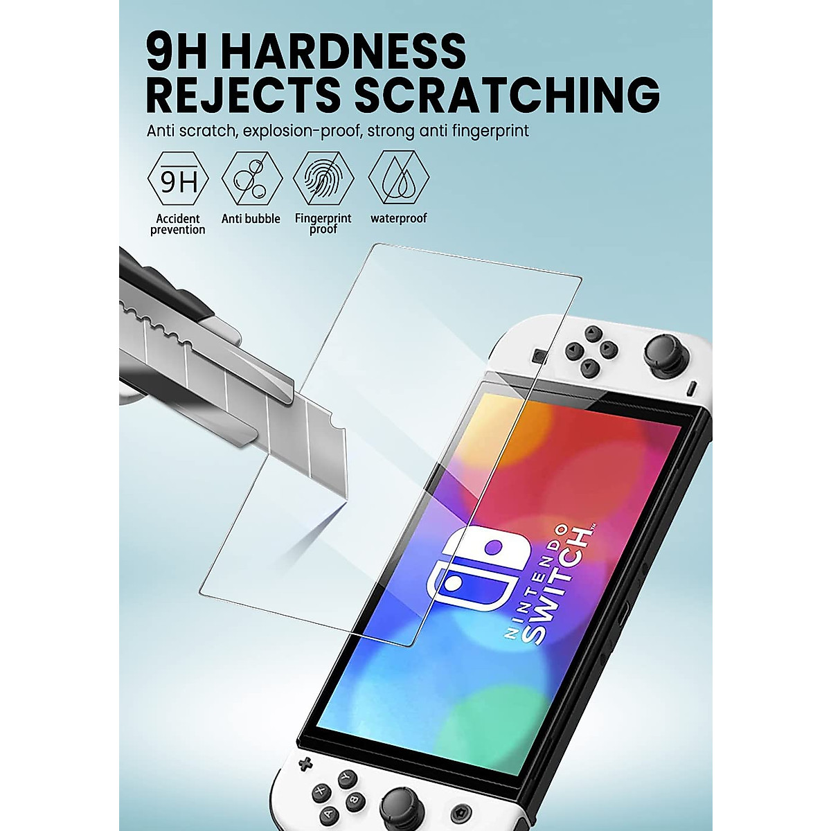 Mumba [3-Pack Screen Protector for Nintendo Switch Oled, 9H Tempered Glass Film with Smooth, HD Clear, Easy-Install, Scratch and Crack Resistant