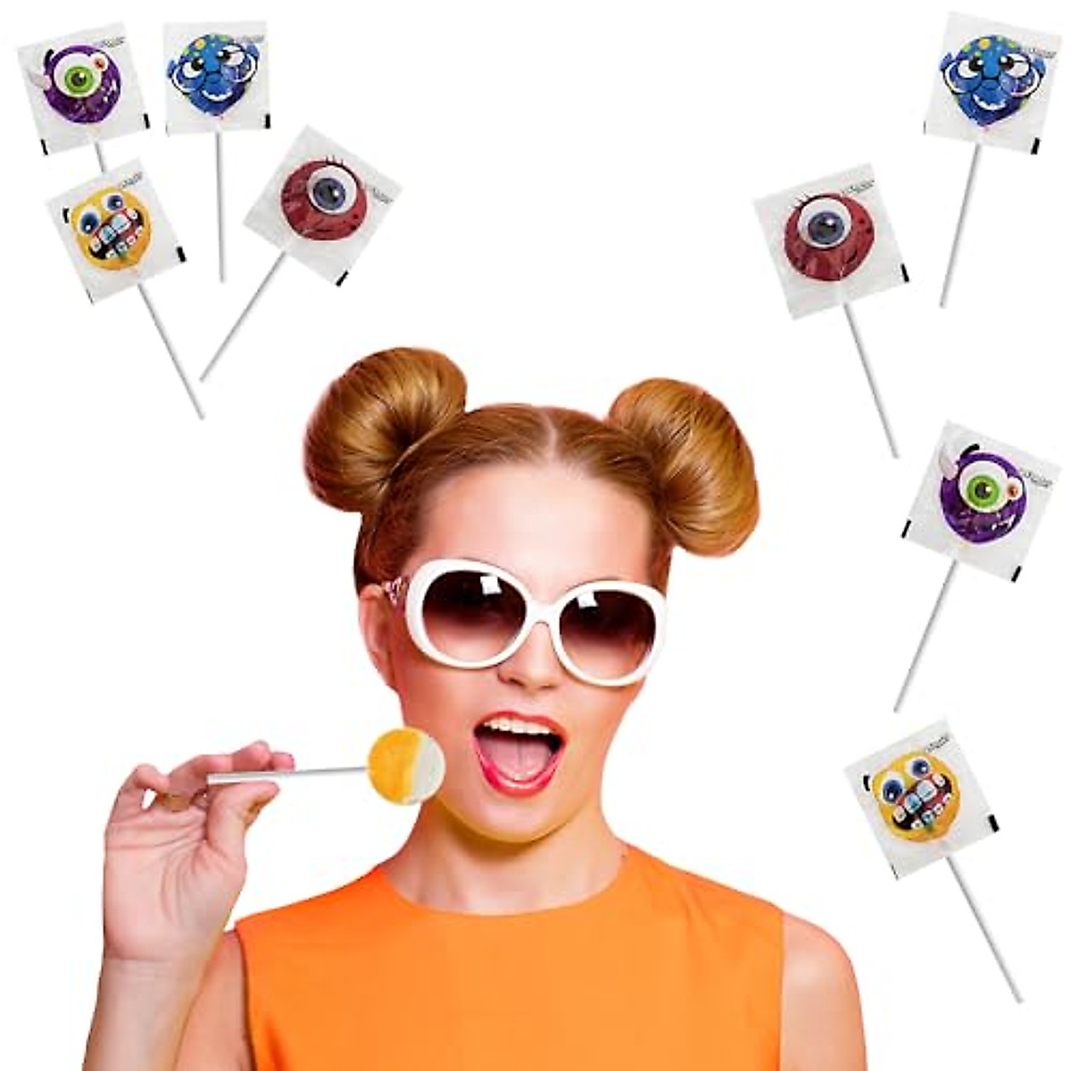 Fruidles Halloween Monster Lollipop, Monster Variety Suckers Candy, Great for Halloween Goody Bag Fillers, Individually Wrapped (Half-Pound)