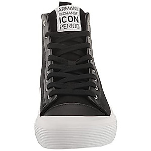 A|X ARMANI EXCHANGE Men's Updated Icon Logo High-Top Sneaker, Black, 10