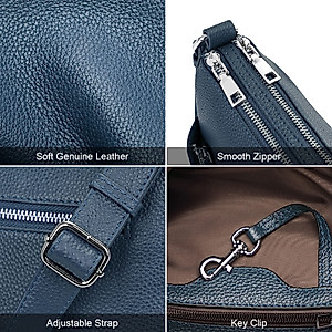 Over Earth Crossbody Bags for Women Genuine Leather Purses and Handbags Ladies Shoulder Bag Message Bag(O155E Indigo Blue)