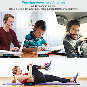 iDIGMALL Bluetooth Headset with Detachable Microphone, Multi-Point Wireless Headset w/DSP Noise Canceling Mic for Phone PC Laptop, Comfort & Light Open Ear headphones for Office Meeting Home Work, 12H