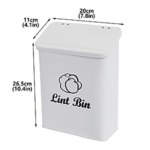 Xbopetda Metal Lint Bin for Laundry Room, Magnetic Lint Bin, Wall Mounted Lint Box Holder, Washer Dryer Trash Can with Lid, Modern Farmhouse Laundry Room Decor, Organization & Storage Box-White