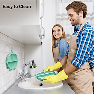 Qishare Silicone Suction Plates for Babies & Toddlers - Strong Suction Grip Divided Dish - Self Eating Utensils Set with Straw, Fork, Spoon for Kids - Dishwasher-Safe Toddler Plates (Green)