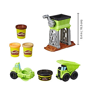 Play-Doh Wheels Gravel Yard Construction Toy with Non-Toxic Pavement Buildin' Compound Plus 3 Additional Colors