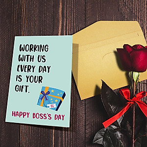 Nchigedy Happy Boss's Day Card for Him Her, Funny Boss Day Card for Men Women, Humor Bosses Day Card for Boss Colleague, Working With Us Every Day Is Your Gift