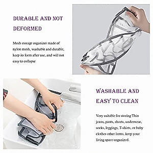 3PCS Washable Wardrobe Clothes Organizer, 7 Grids Foldable Visible Closet Organizer Clothes Drawer Mesh Separation Box for Jeans,Leggings,T-shirt,Skirts,Kid Clothes Compartment Storage Box