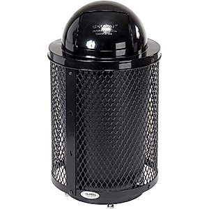Global Industrial 32 Gallon Deluxe Thermoplastic Mesh Receptacle w/Dome Lid & Base, Black