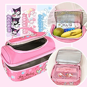 Roffatide Anime Cinnamoroll Lunch Bag for Man Woman Leakproof Lunch Box Large Compartment Lunch Container Tote for Work Travel Blue