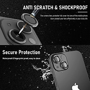 GGOOIG 2-Pack for iPhone 13/13 Mini Camera Lens Protector, 9H Tempered Glass + Aluminum Alloy Ring Cover