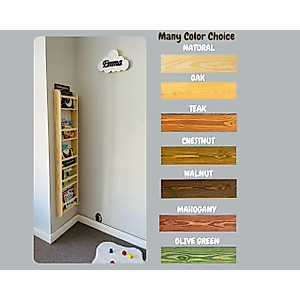 Furpinea Handmade Natural Wood 5 Tier Montessori Kids Bookshelf, Wall Mounted Wide Book Shelf for Nursery, Space Saver Children's Book Rack Wall for Bedroom, Living Room (Wide 24" Width, Natural)