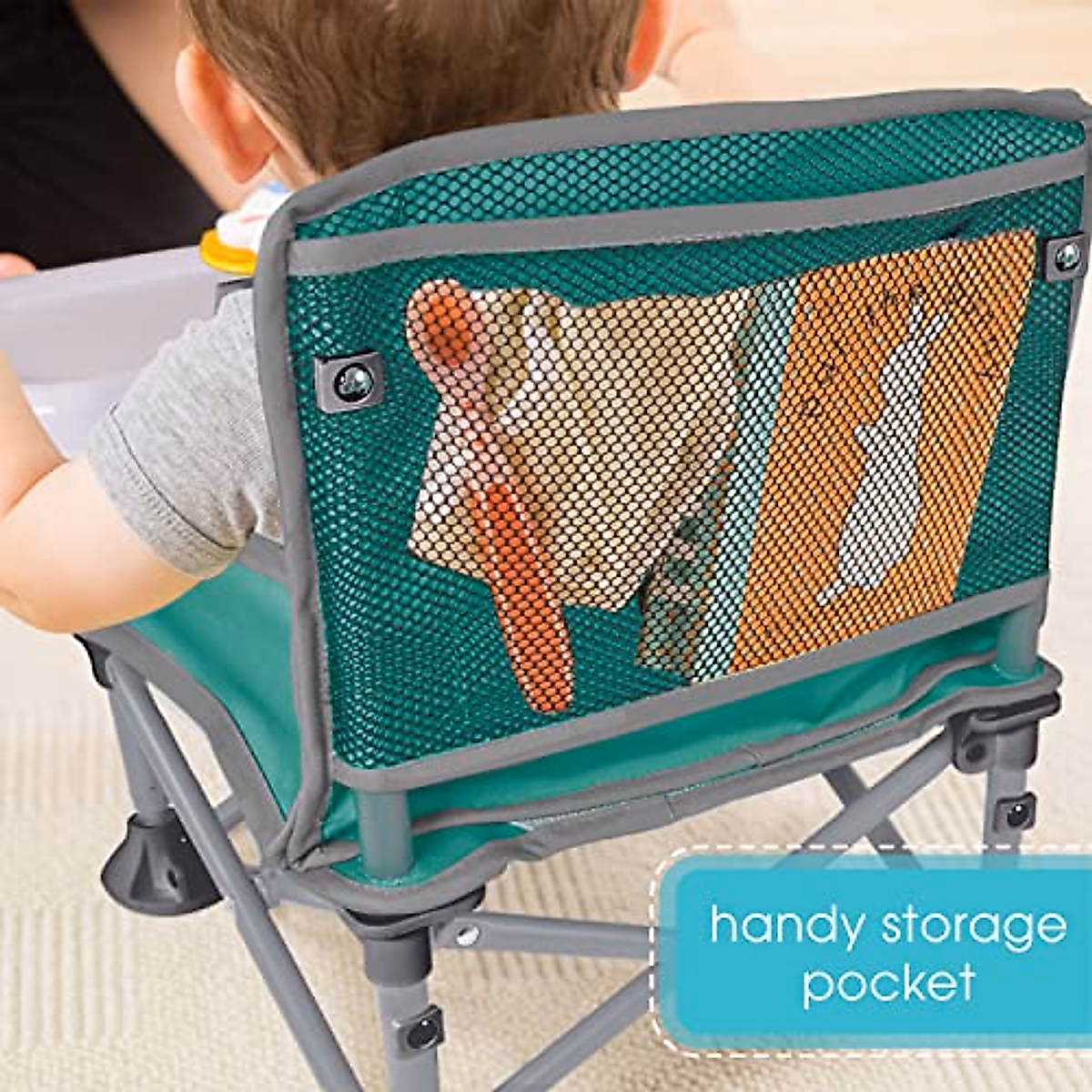 Summer Pop ‘N Sit Portable Booster Chair, Teal & Gray - Booster Seat for Indoor/Outdoor Use - Fast, Easy and Compact Fold