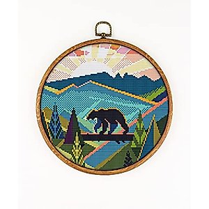 Great Smoky Mountains National Park CS418-1 - Counted Cross Stitch KIT#3. Threads, Needles, Fabric, Embroidery Hoop, Needle Threader, Embroidery Clippers and Printed Color Pattern Inside.