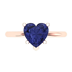 Clara Pucci 2ct Heart Cut Custom Engraving Tanzanite Engagement Wedding Solitaire W/Accent Ring 18K Rose Gold for Women Size 9.75