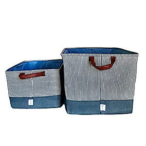 NeedThings X-Large Decorative Basket Set Fabric Storage Bin Organizer Basket with Handles for Clothes Storage (Set of 18x14x13 and 16x8.5x11.5)