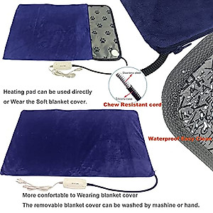 Pet Heating pad for Large Dog cat Heated Bed Dog Heating pad 34" x 21" with Soft Washable Cover Electric Heating pad Keep Pets Warmer Water Resistant Chew Resistant Cord