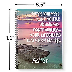 Gotcha Covered Notebooks Lifeguard Personalized Religious Notebook/Journal, Laminated Soft Cover, 120 pages of your selected paper, lay flat wire-o spiral. Size: 8.5” x 11”. Made in the USA