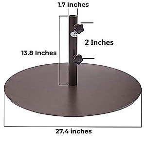Abba Patio 55 lb Patio Umbrella Base Heavy Duty Round 28 inch Diameter Steel Outdoor Market Umbrella Base Stand for Deck, Lawn, Garden, Pool, Brown