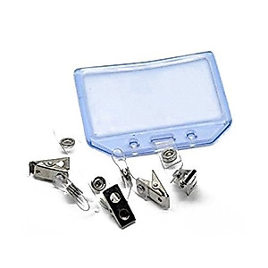 Metal Badge Clips 100 Pack Double Hole Badge Clips Clear Badge Clips Bulk Metal Badge Clips with Clear PVC Straps for ID Cards Nametag Badge Holders Office School