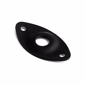 Holmer Guitar Jack Socket Plate Curved Recessed Oval Football Style Output Jack Plate Compatible with Les Paul Ibanez Jackson Guitar or Bass Parts with Screws Black.