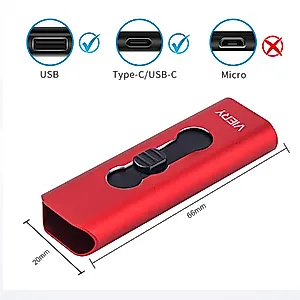 VIERY USB Flash Drive 64G,2-in-1 Dual USB Type -C Memory Stick USB Photo Stick USB 3.0 64gb Thumb Drive for Android Smartphones,Tablets, PC.(64GB)