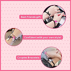 Bestie Couples Bracelets Mutual Attraction Relationship Matching Friendship His Hers Rope Bracelet Bff Best Friend Gift (Black)