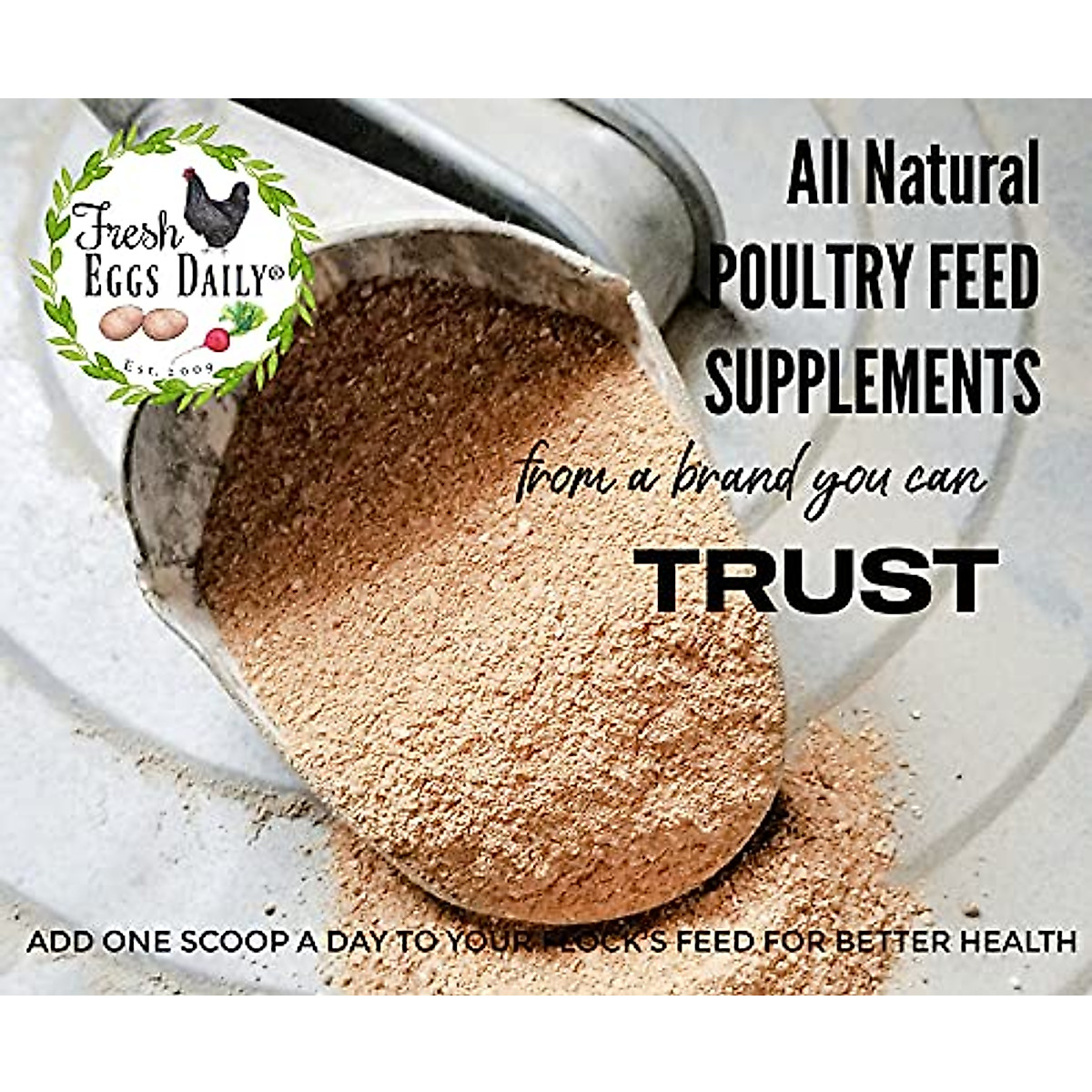 FRESH EGGS DAILY Poultry Probiotics Feed Supplement Vitamins for Backyard Chickens and Ducks 6LB