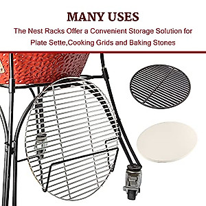 KAMaster Grate Rack for Kamado Grill Classic Grills Powder Coated Steel Perfect Accessory to Store Grill Grate or Plate Setter/Store Grate Rack While Lighting Grill (Large)