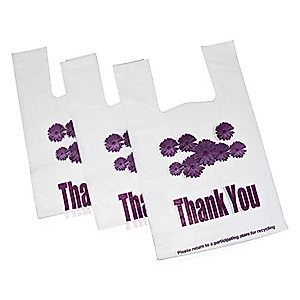 ROYALHOUSE Purple Flower Thank You Plastic t-Shirt Bags - 308 pcs/roll