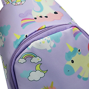 ANKOMINA Small Sling Bag for Kids Cute Cartoon Crossbody Shoulder Bag Unicorn Dinosaur Chest Bag for Outdoor,Travel,Hiking