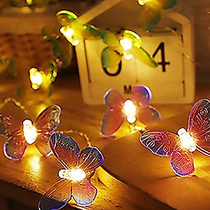 AMZSTAR Butterfly String Lights, 10ft 20 LEDs Battery Operated Night Light Copper Wire Fairy Light Decor indoor for Bedroom Party Garden Wedding Decoration (Purple)