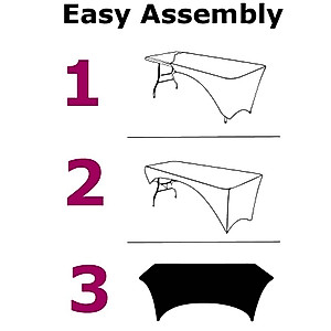 Banquet Tables Pro 8 Ft Rectangular Stretch Spandex Tablecover (Black, 1)