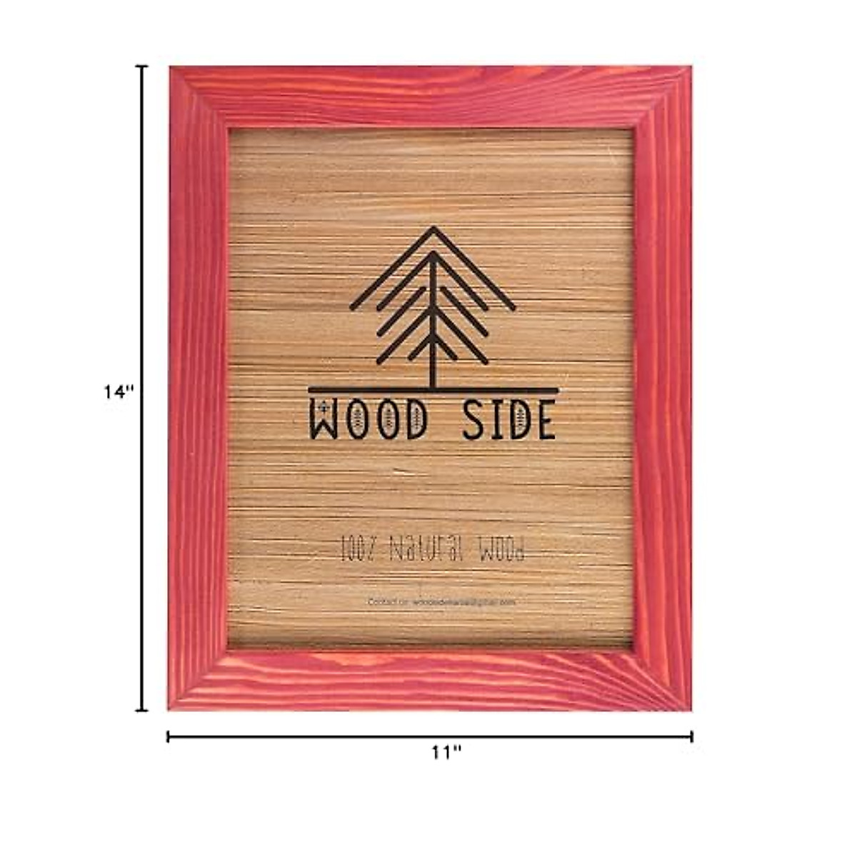 Rustic Wooden Picture Frame 11x14 Inch- 100% Natural Solid Eco Distressed Wood for Wall Mounting Photo Frame - Red