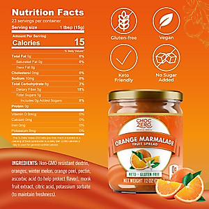ChocZero Sugar Free Orange Marmalade - Sweet Keto Jam Spread with Oranges - No Added Sugars (1 Jar, 12oz)