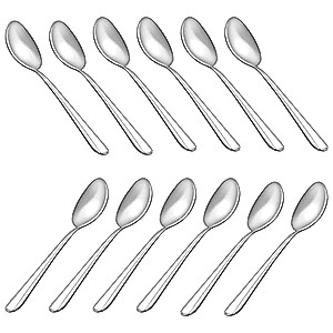 MJIYA Dinner Spoon Silverware Set, Dominion Heavy Duty Spoons, Stainless Steel Salad Spoons Multipurpose Use for Home, Kitchen or Restaurant (L (12PCS)-spoon)