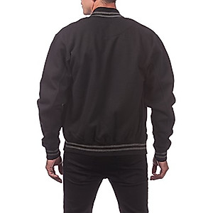 Pro Club Men's Varsity Fleece Baseball Jacket, Black/Black, 5X-Large