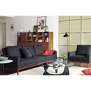 OTDMEL Mid Century Table Triangle Vintage Glass End Table, Glass Coffee Table with Solid Wood Base and Triangle Clear Glass Top Modern End Table for Living Room, Patio, Study, Black