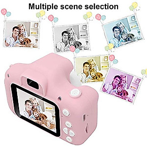 Kids Camera for 3-8 Year Old Toddler Childrens Digital Camera Mini Rechargeable Shockproof Video Camcorder Gifts with 32GB Memory Card for Birthday-Pink