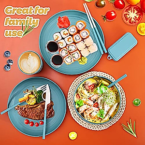 KAMJUNTAR Wheat Straw Dinnerware Sets For 6(72pcs), Unbreakable Microwave Safe Reusable Wheat Straw Plates and Bowls Sets Eco Friendly,Dishwasher Safe,Wheat Straw Plates,Wheat Straw Bowls