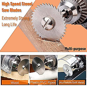 Cutting Wheel Set for Drills Rotary Tool, 8Pcs HSS Rotary Drill Saw Blades Steel Saw Disc Wheel Cutting Blades with 1/8" Straight Shank Mandrel, one Screwdriver(Power Tools are not Included)