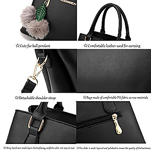 YOUNXSL Women Satchel Bags Handle Shoulder Handbags and Purses Pockets Zipper PU Leather Crossbody Bags Navy Blue